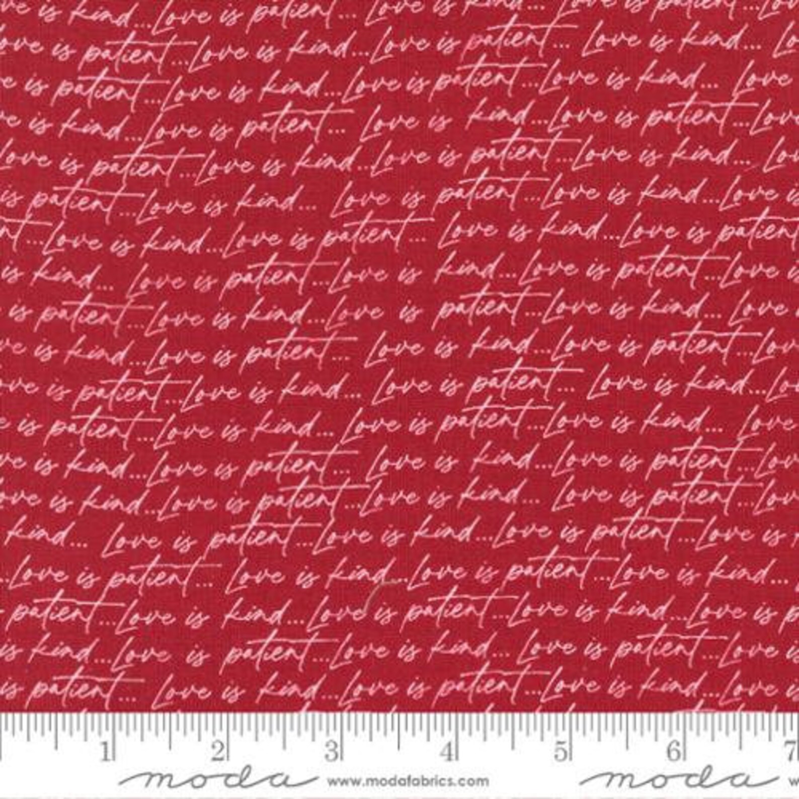 Flirt Love is Patient Kind Text Script Red by Sweetwater for Moda 55571 ...