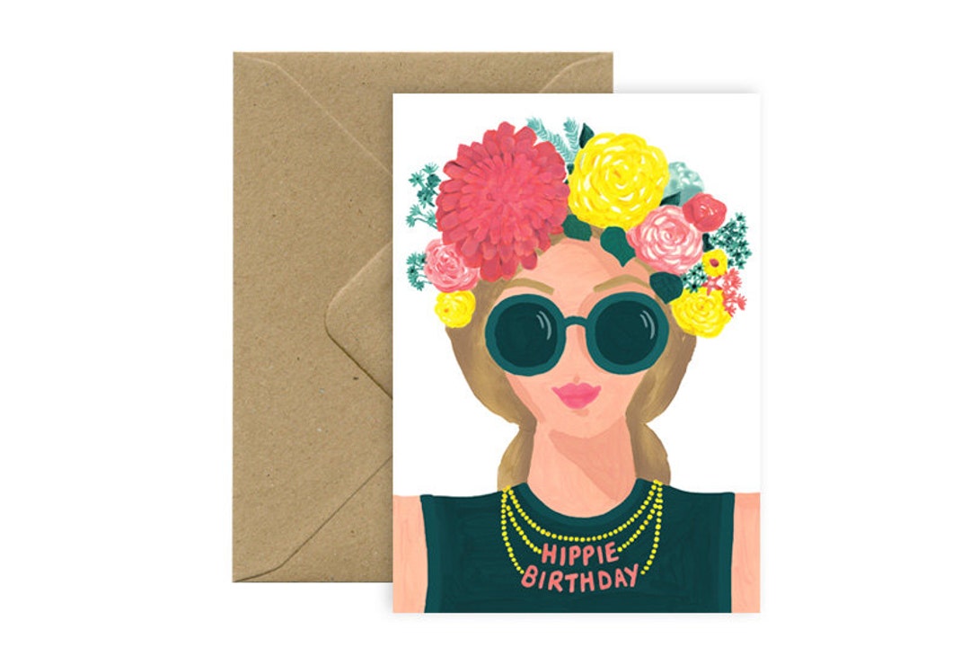 Hippie Birthday Greeting Card - Etsy