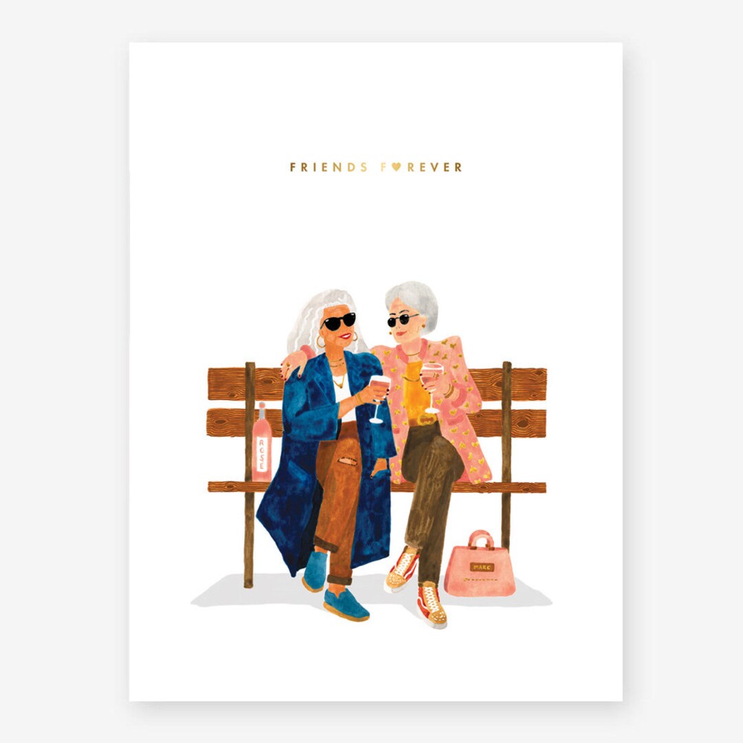 Friends Forever Poster Illustration of Two Grandmothers Made in France ...