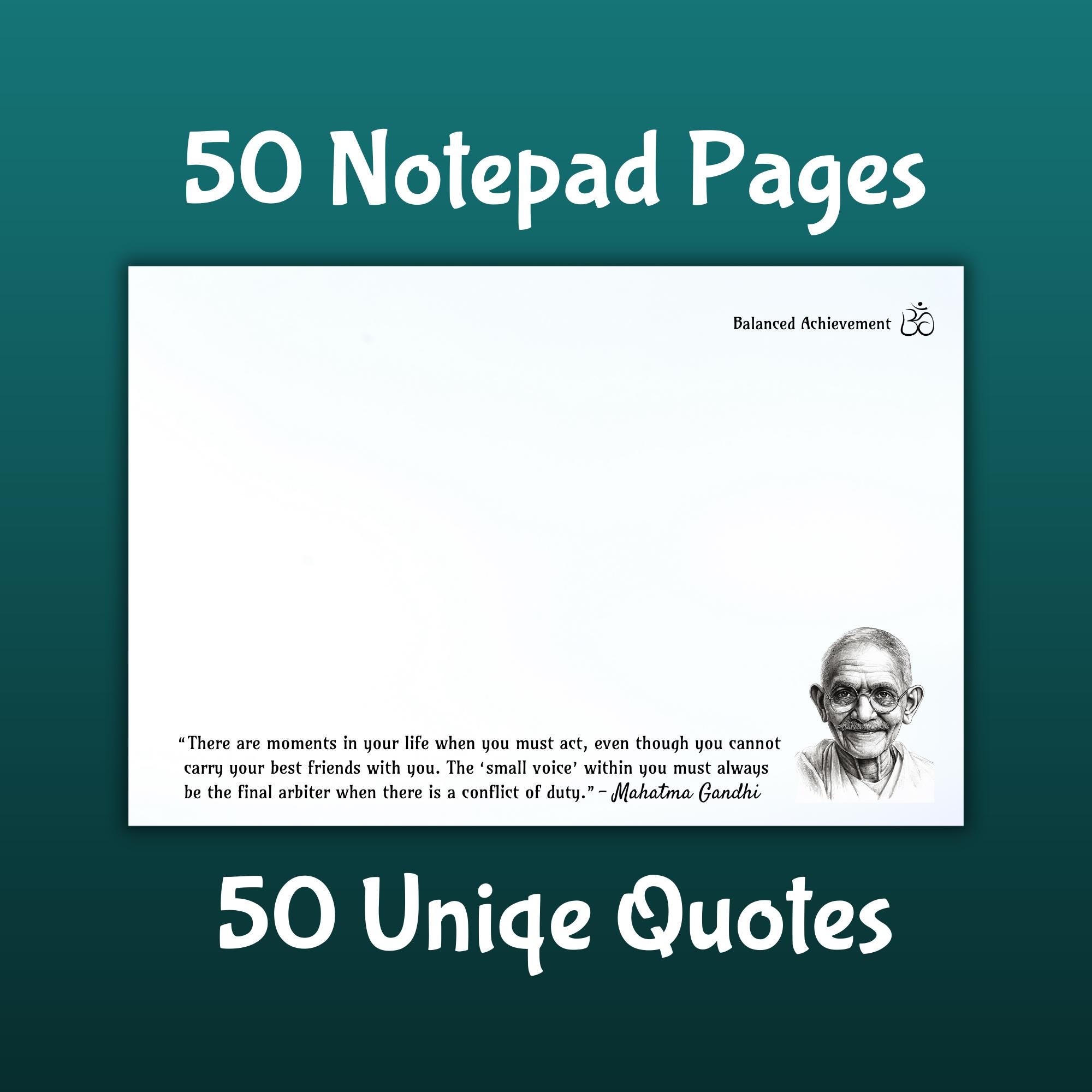 Mahatma Gandhi Quotes Notepad | 50 Inspirational Quotes on Peace ...