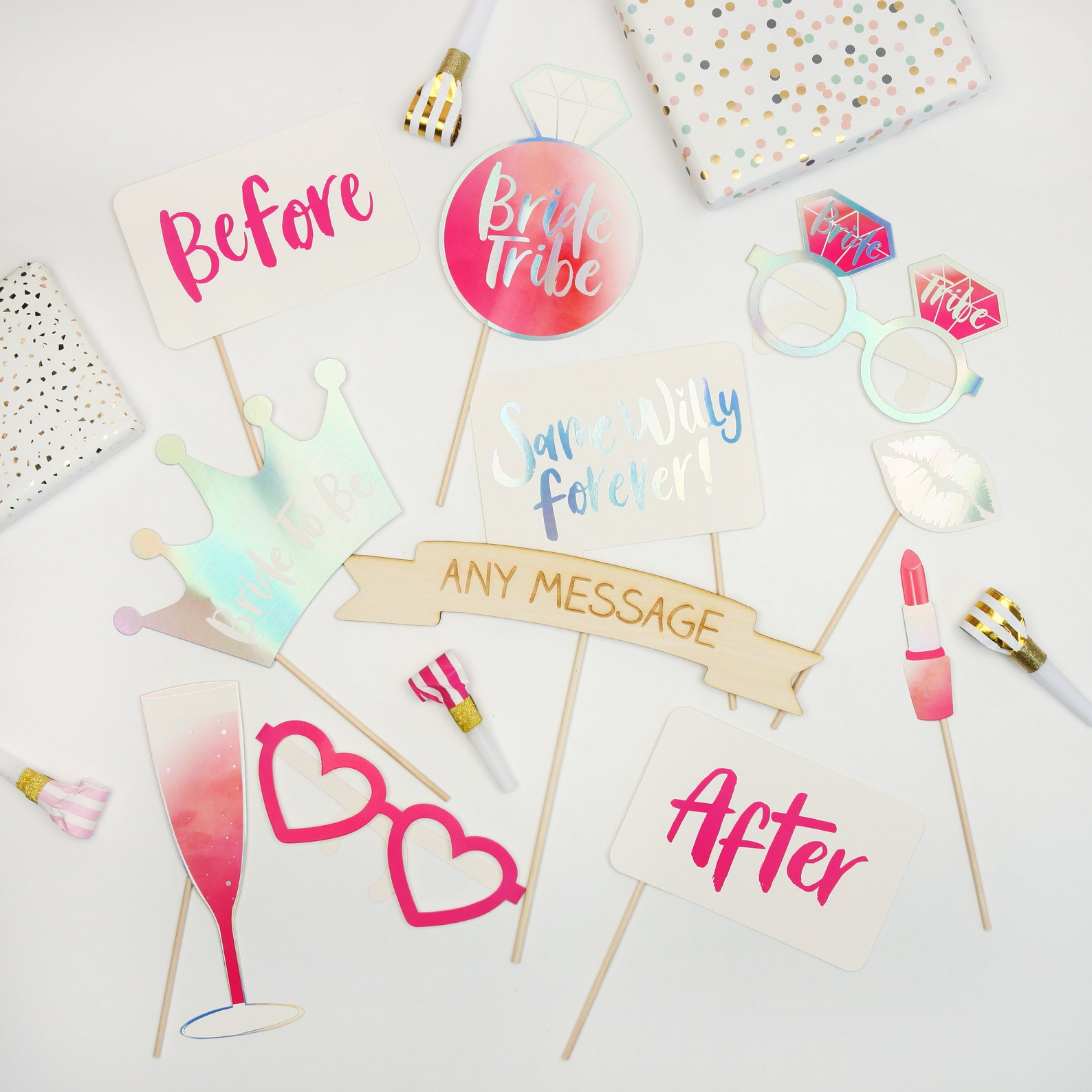 Hen Party Photo Booth Props Bride Tribe Personalised Photo - Etsy UK