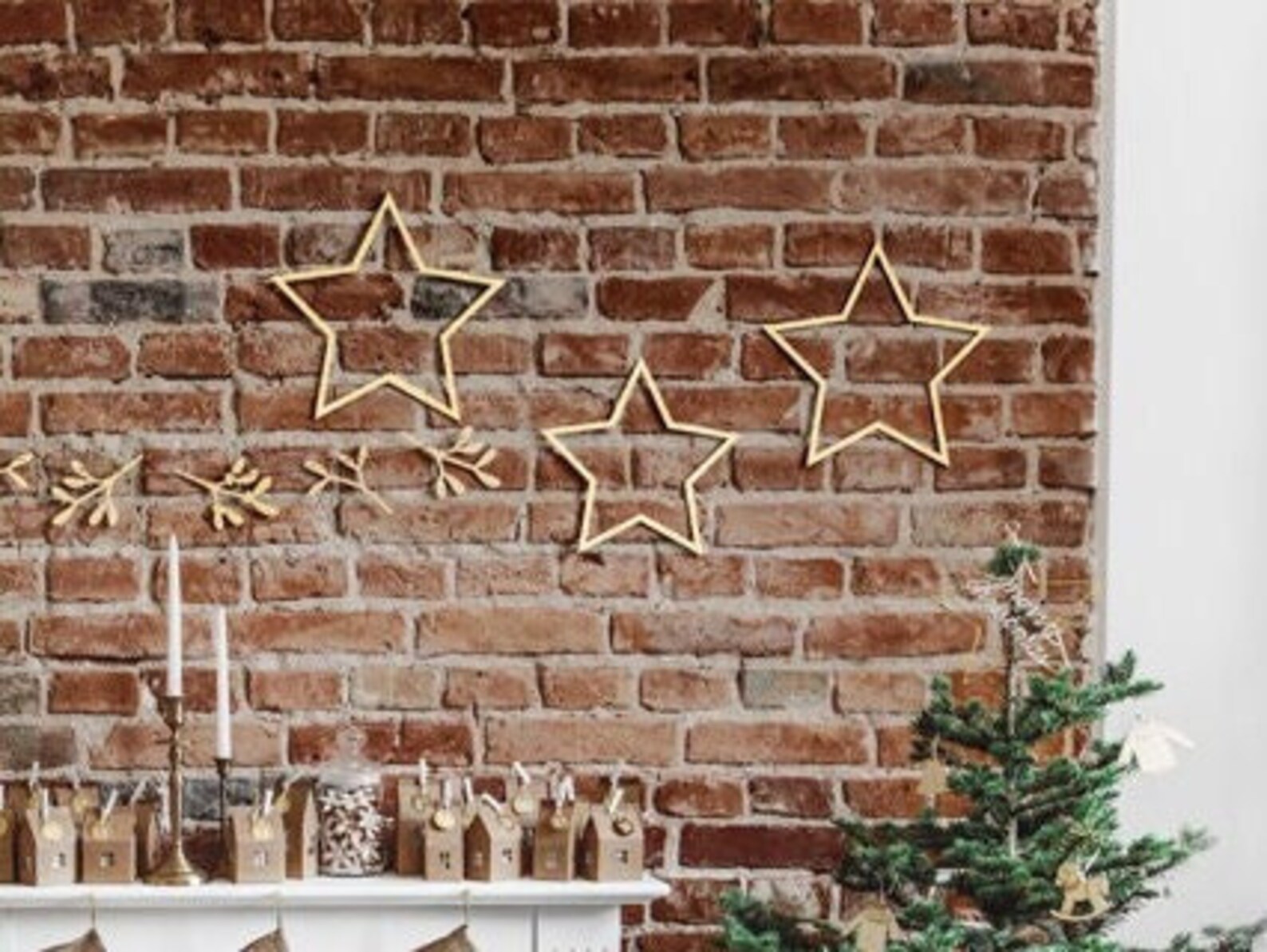 Wooden Gold Glitter Star Hanging Decorations 3 Pack Star | Etsy