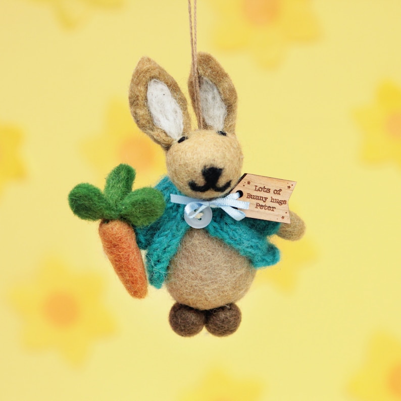 Personalised Felt Rabbit Decoration Hanging Felt Bunny | Etsy