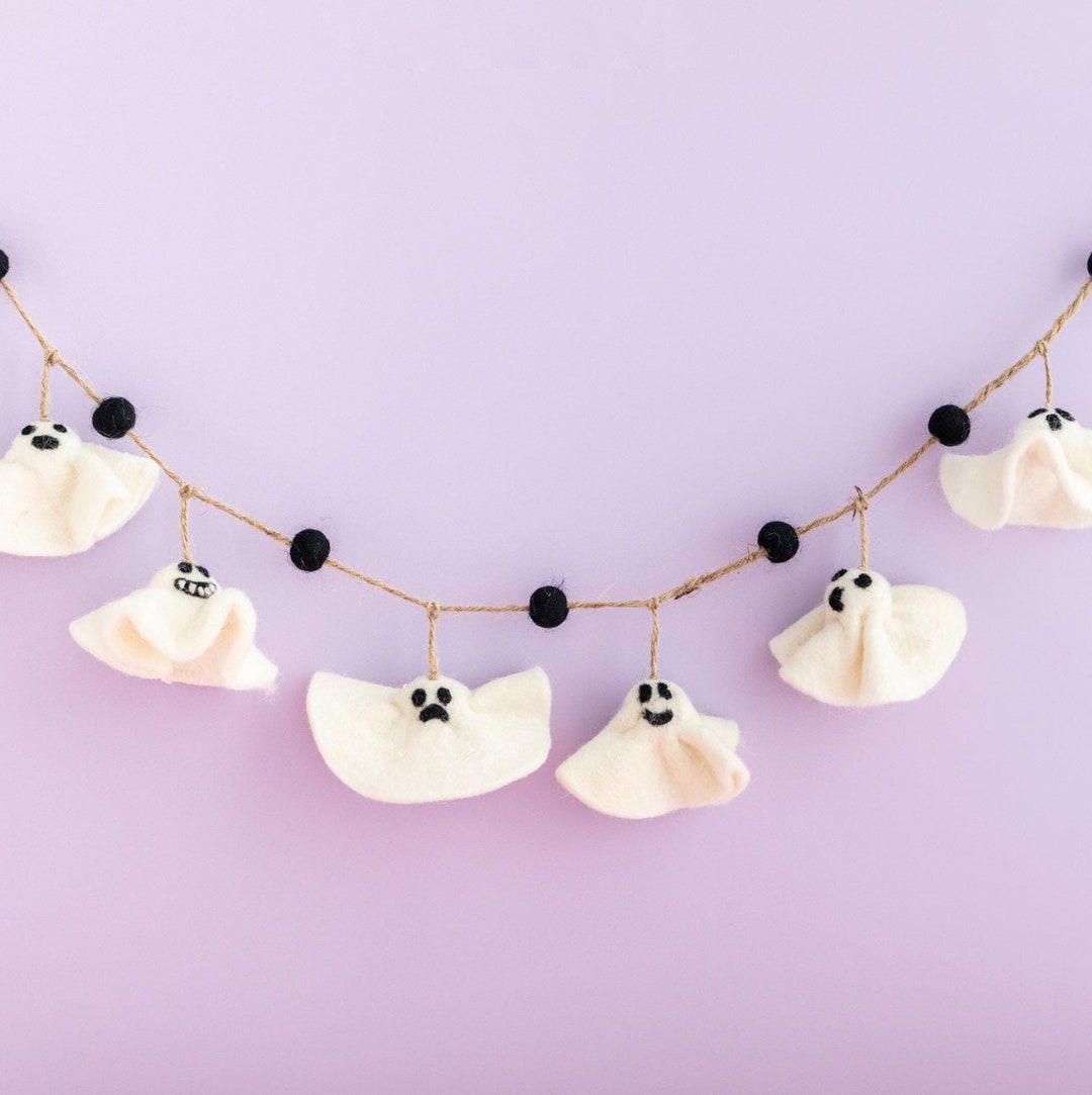 Felt Halloween Ghost Garland Decoration - 1.2 Metres - Halloween Bunting Halloween Party Garland ...