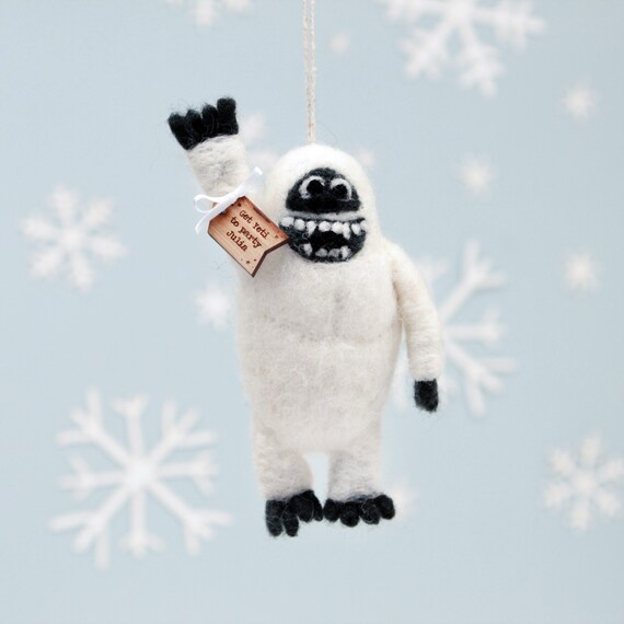 Personalised Yeti Christmas Tree Decoration Felt Bauble | Etsy