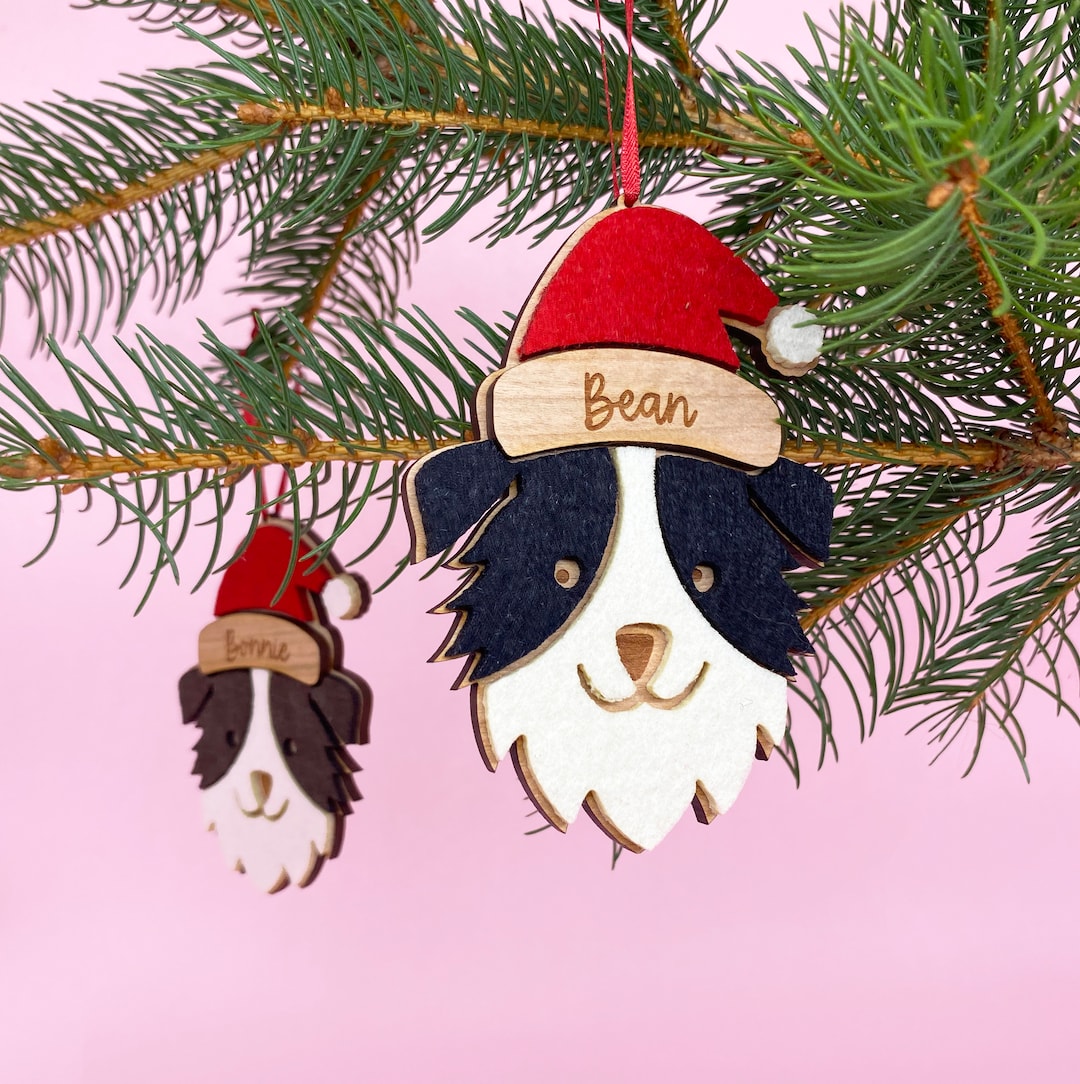 Personalised Wooden Border Collie Christmas Decoration - Personalized ...