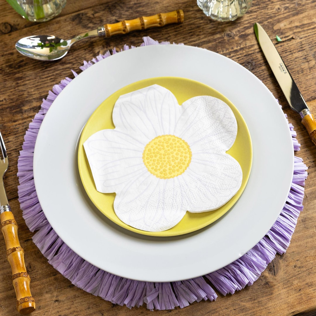 Daisy Shaped Party Napkins - 20 Pack - Easter Table Decorations Flower ...