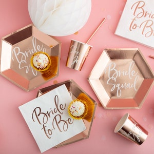 Rose Gold Hen Party Paper Plates - 6 Pack - Bride to Be Tableware Hen ...