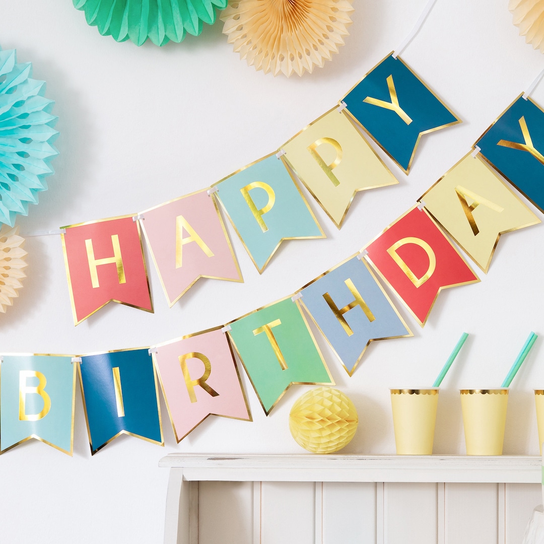 Colourful Happy Birthday Bunting - 175cm - Colourful Birthday Party ...