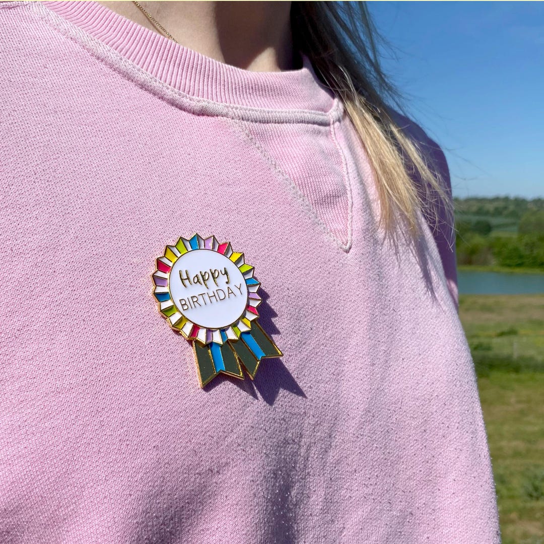Happy Birthday Enamel Pin Badge - Colourful Letterbox Birthday Gifts ...