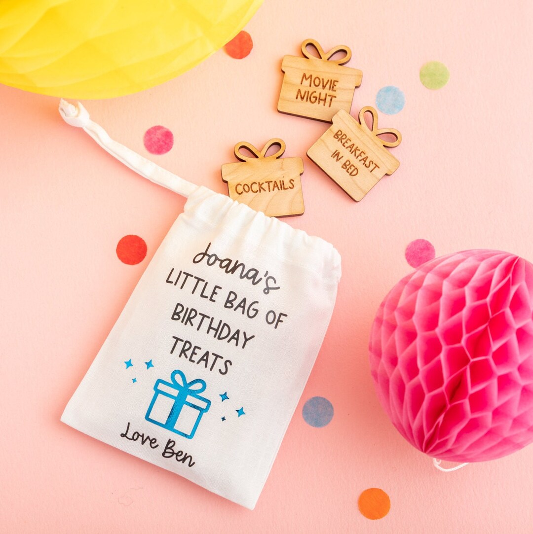 Personalised Little Bag of Birthday Treat Tokens - Personalised ...