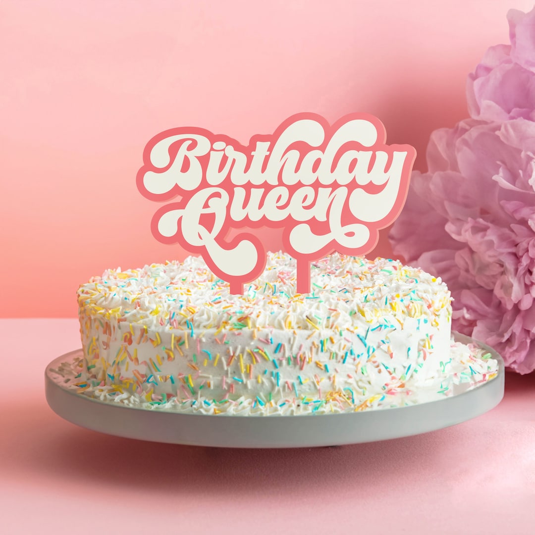 Birthday Queen Cake Topper - Colourful Party Table Reusable Party ...