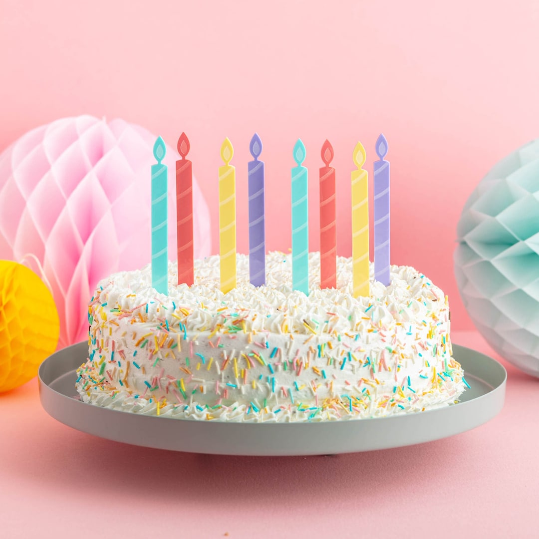 Pastel Birthday Candle Cake Toppers - Acrylic Cake Toppers Birthday ...