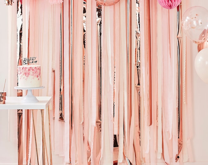 Rose Gold and Pink Streamers - Metallic Theme Party Decorations Crepe ...