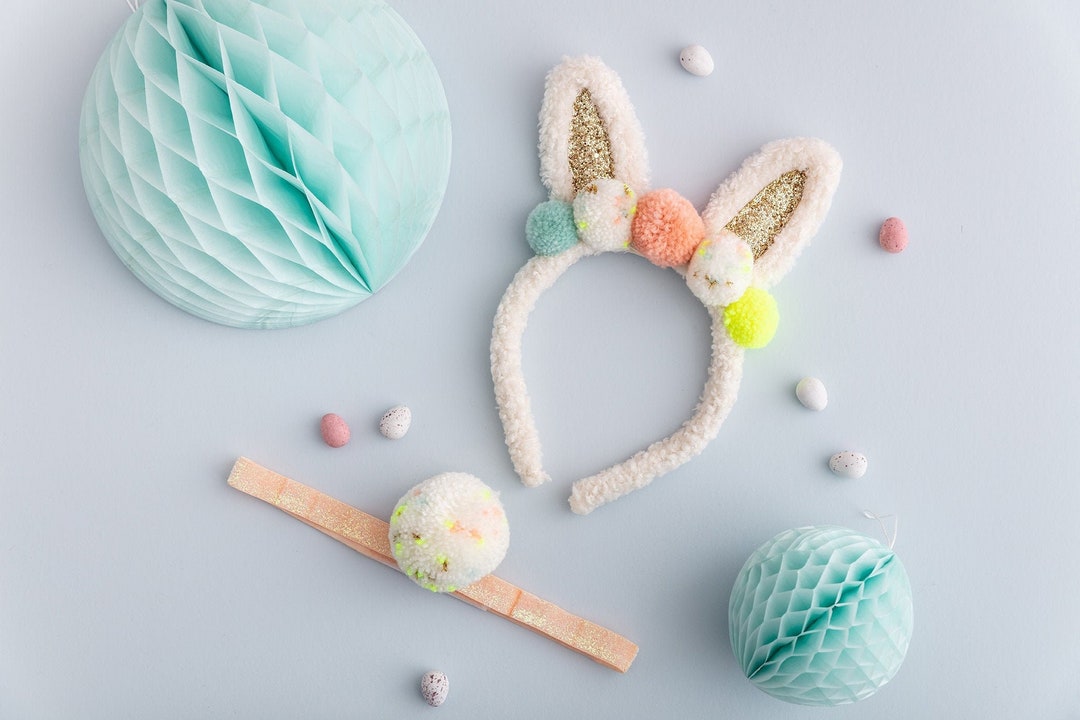 Easter Bunny Ear Dress up Set - Pom Pom Bunny Kit Children's ...