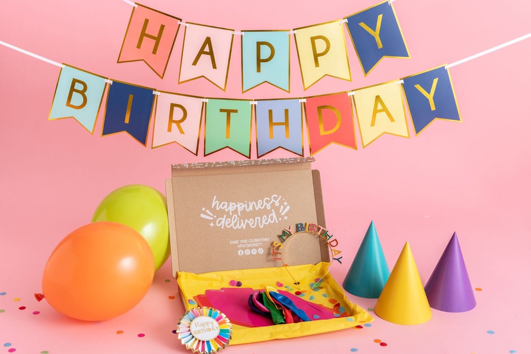 Colourful Birthday in A Box - Letterbox Birthday Party Birthday Box ...