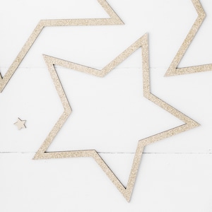 Wooden Gold Glitter Star Hanging Decorations 3 Pack Star Decorations ...