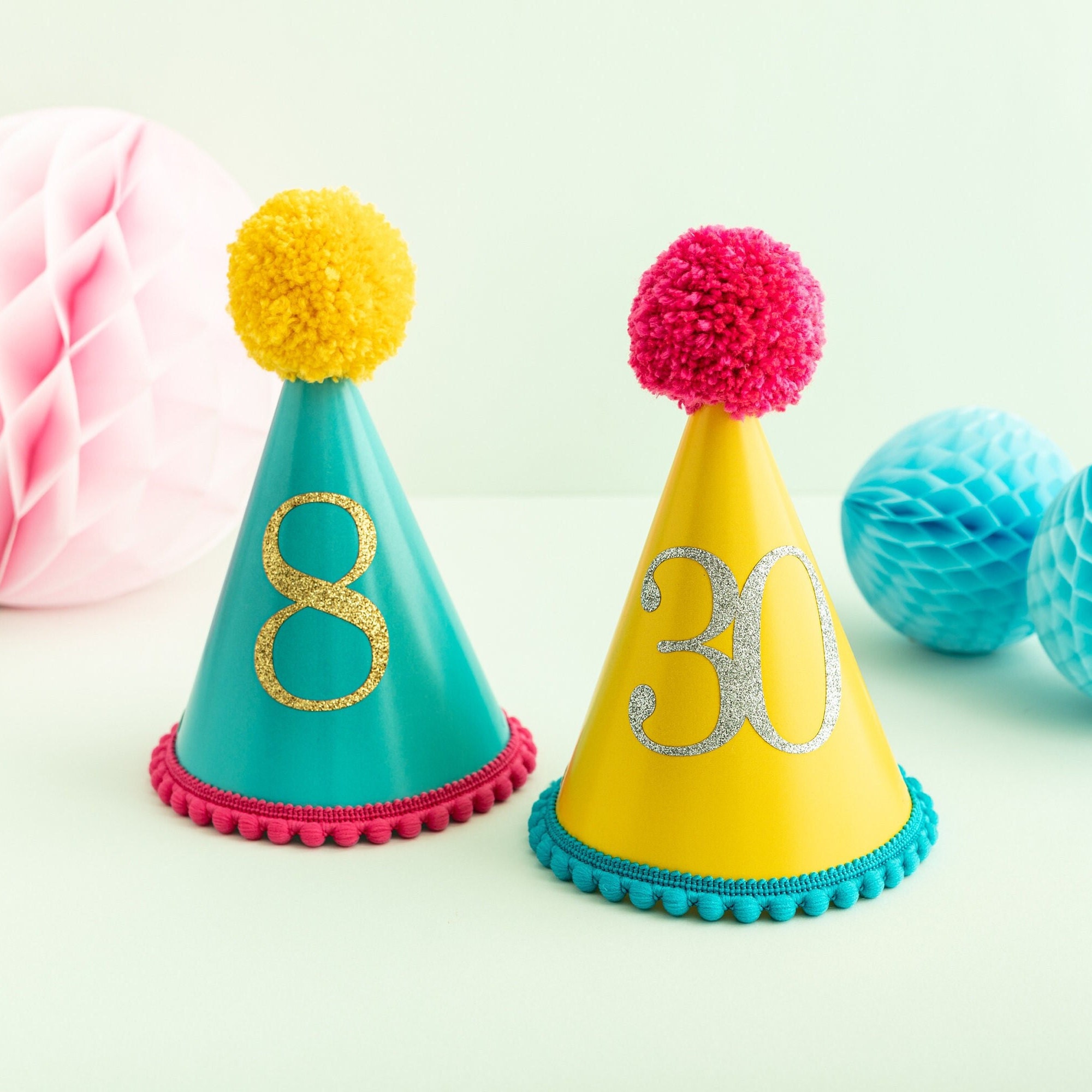 Any Age Party Hat - Choice of Colours - Bright Birthday Hat Custom ...