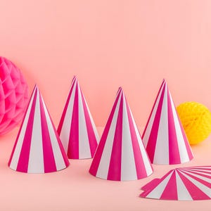 Bright Striped Party Hats - 4 Pack - Flatpack Birthday Party Colourful ...