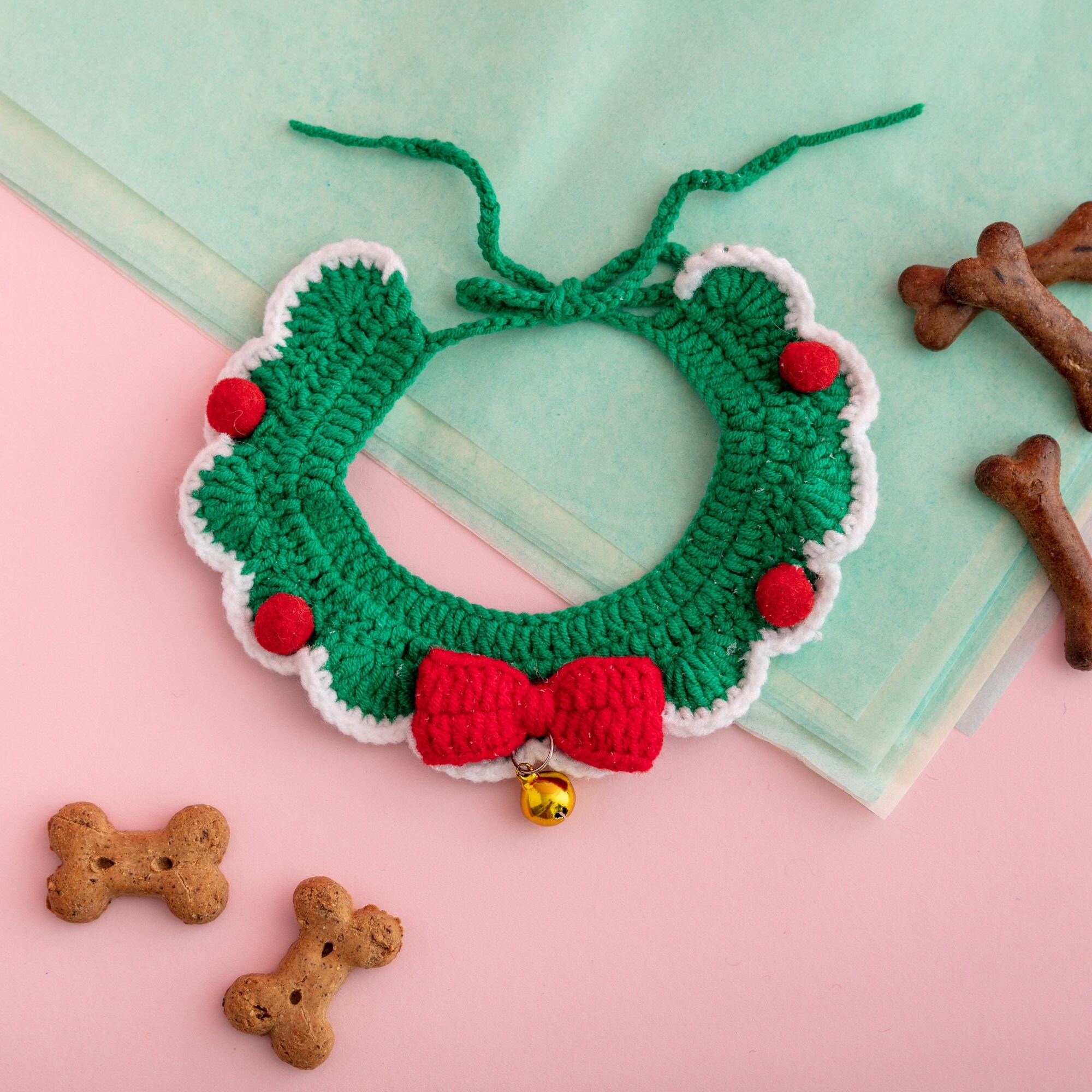 Crocheted Christmas Pet Collar Festive Dog Outfit Christmas - Etsy UK