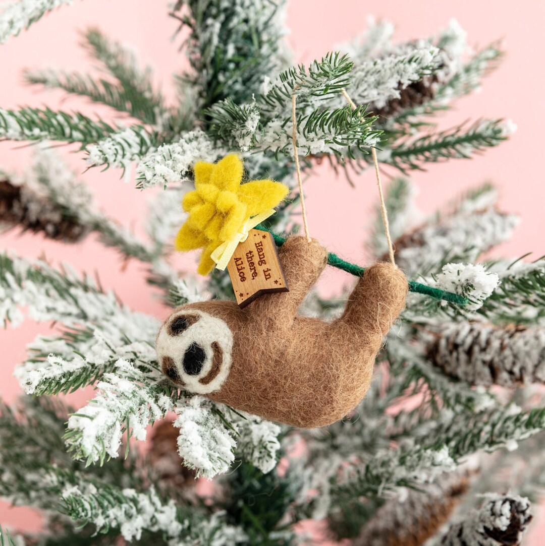 Personalised Sloth Decoration - Hang in There Felt Sloth Hanging ...