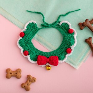 Crocheted Christmas Pet Collar - Festive Cat Dog Outfit Christmas ...