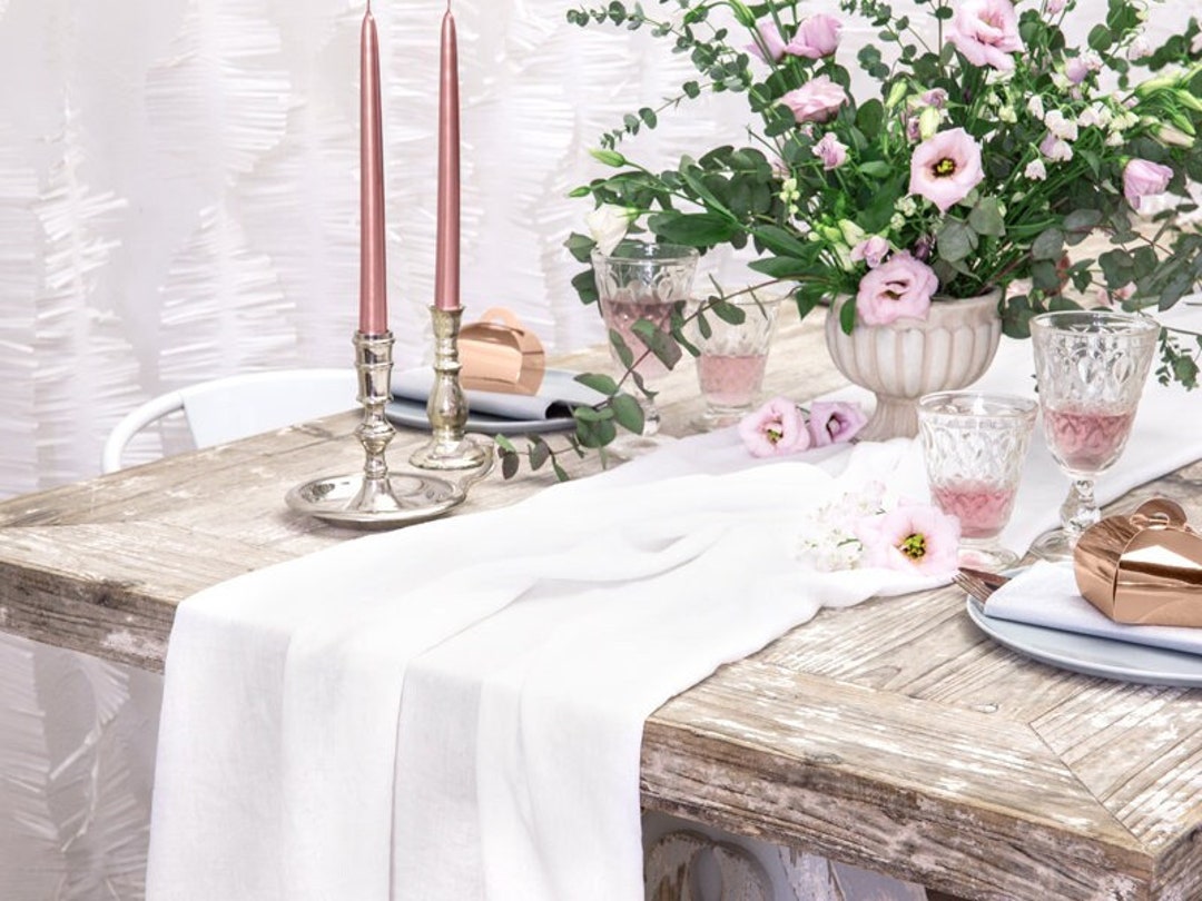 White Muslin Table Runner - 5 Metres - Wedding Table Decorations Dining ...
