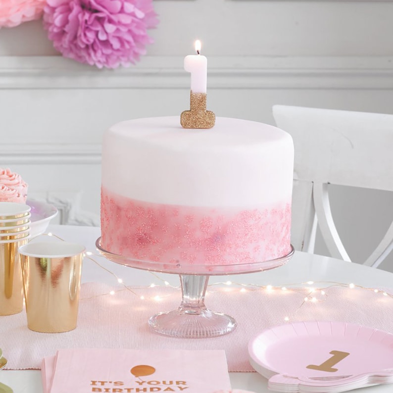 Pink Number Candle - 0 - 9 - Glittery Birthday Candle Pink Candle ...