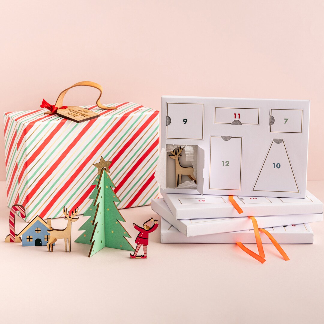 Festive Wooden Advent Calendar - Wooden Advent Calendar Decorations ...