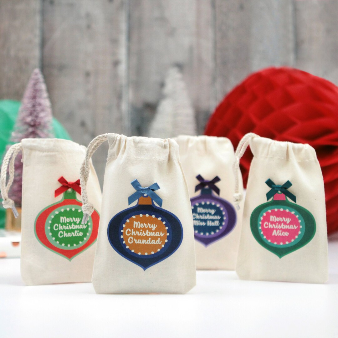 Personalised Christmas Treat Bauble Bag - Festive Stocking Filler Gift ...