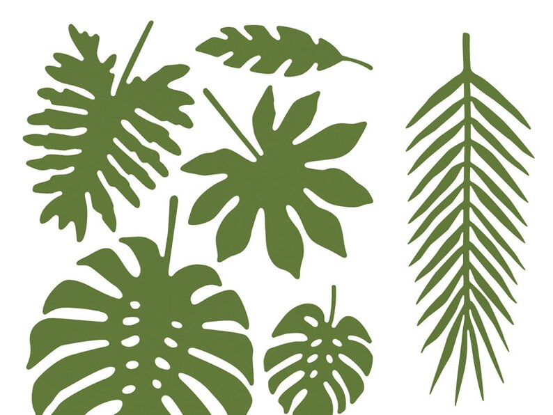 Green Tropical Leaf Decorations - 21 Pack - Green Table Decorations ...