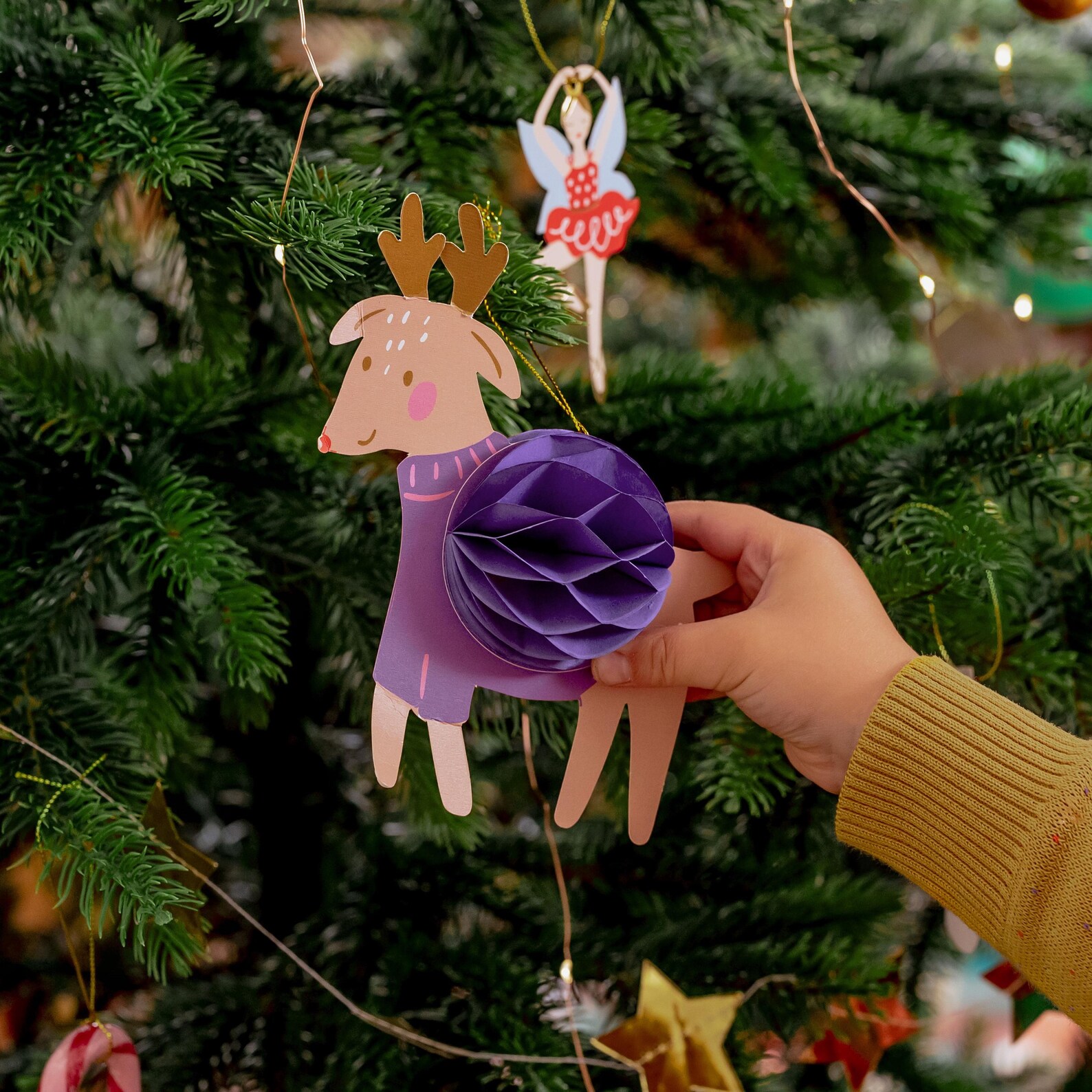 Christmas Honeycomb Tree Decorations - 5 Pack - Colourful Bright Kids ...