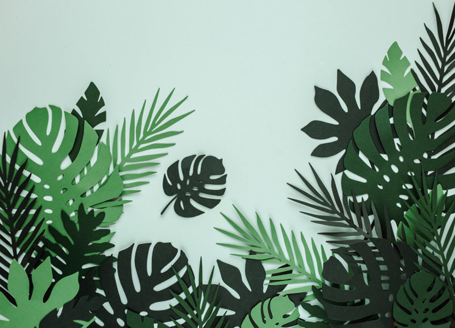 Green Tropical Leaf Decorations 21 Pack Green Table - Etsy UK