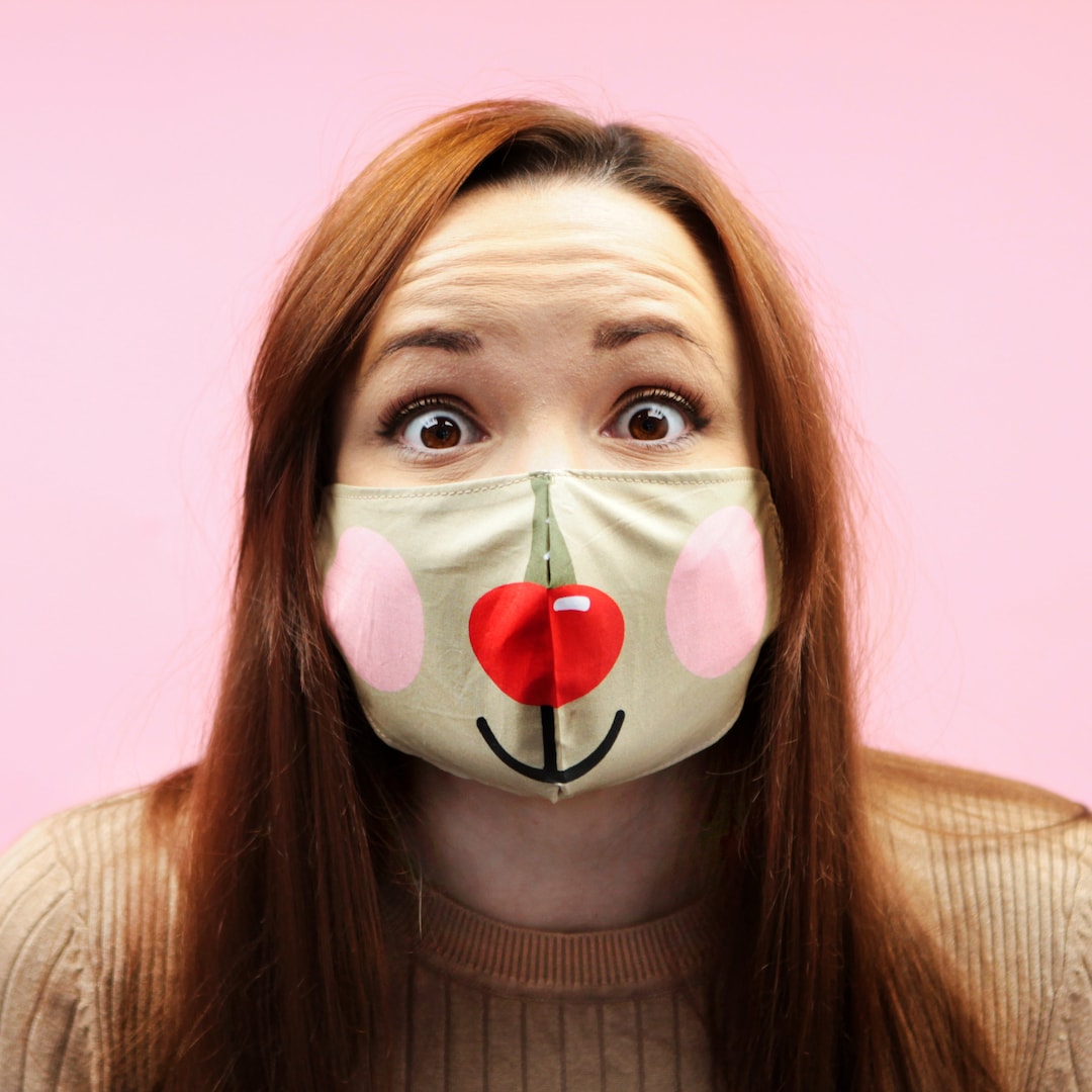 Festive Rudolph Face Mask - Christmas Face Mask Christmas Fancy Dress ...