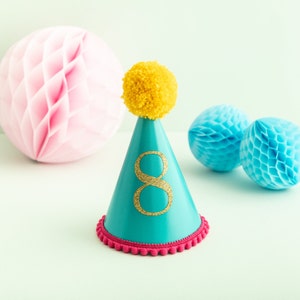 Any Age Party Hat - Choice of Colours - Bright Birthday Hat Custom ...