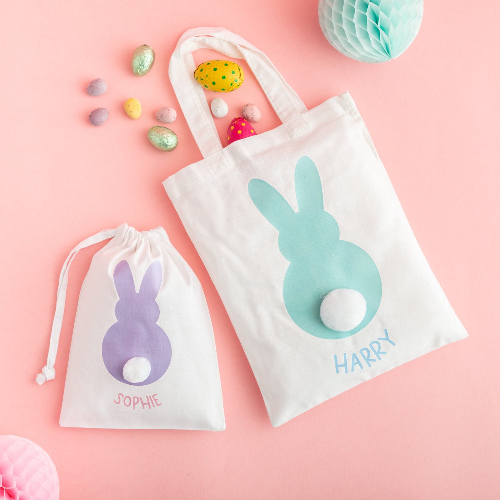 Personalised Easter Gift Bag With Fluffy Tail Pastel Easter - Etsy UK