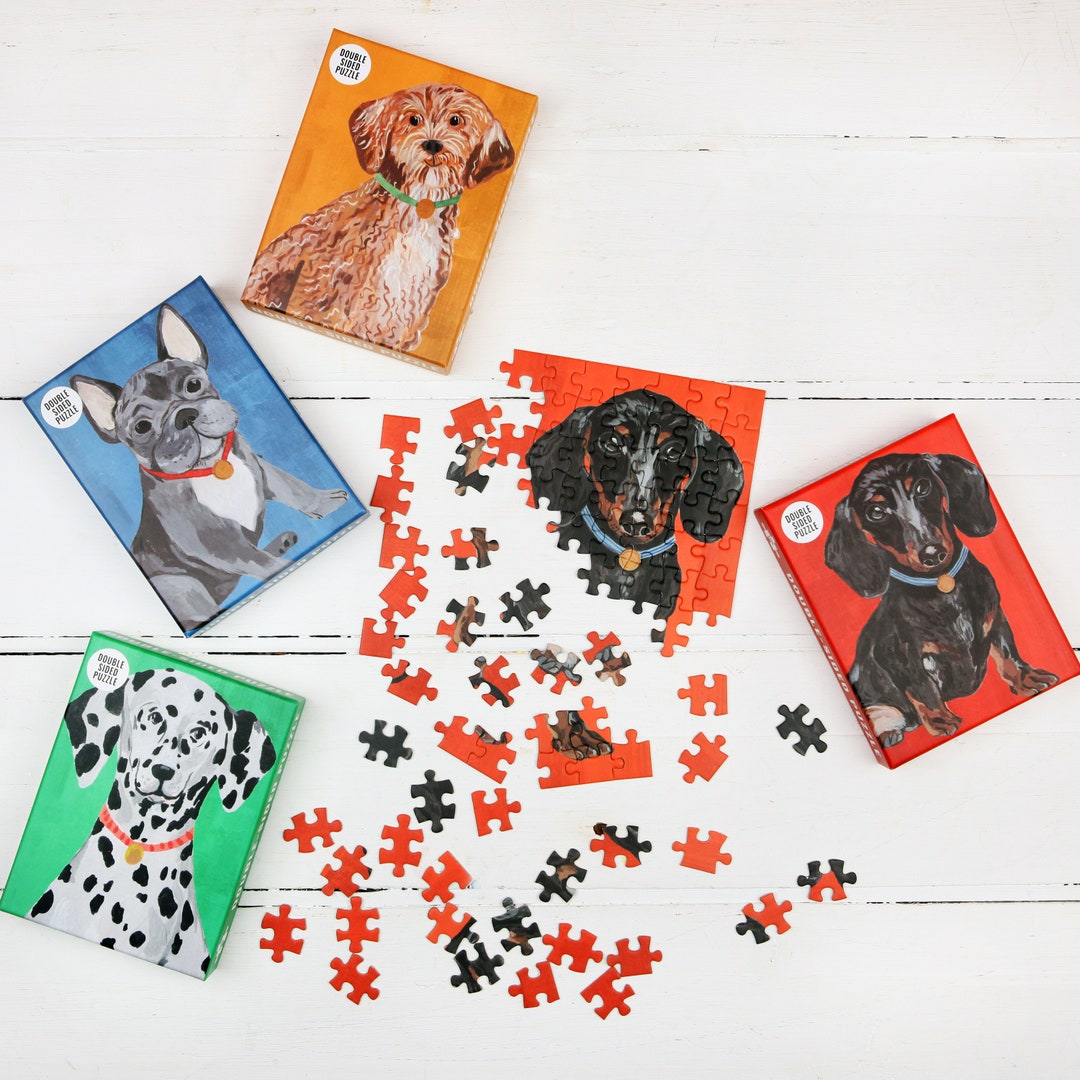 100 Piece Dog Jigsaw Puzzle - 4 Designs - Dog Lover Gift Dog Themed ...