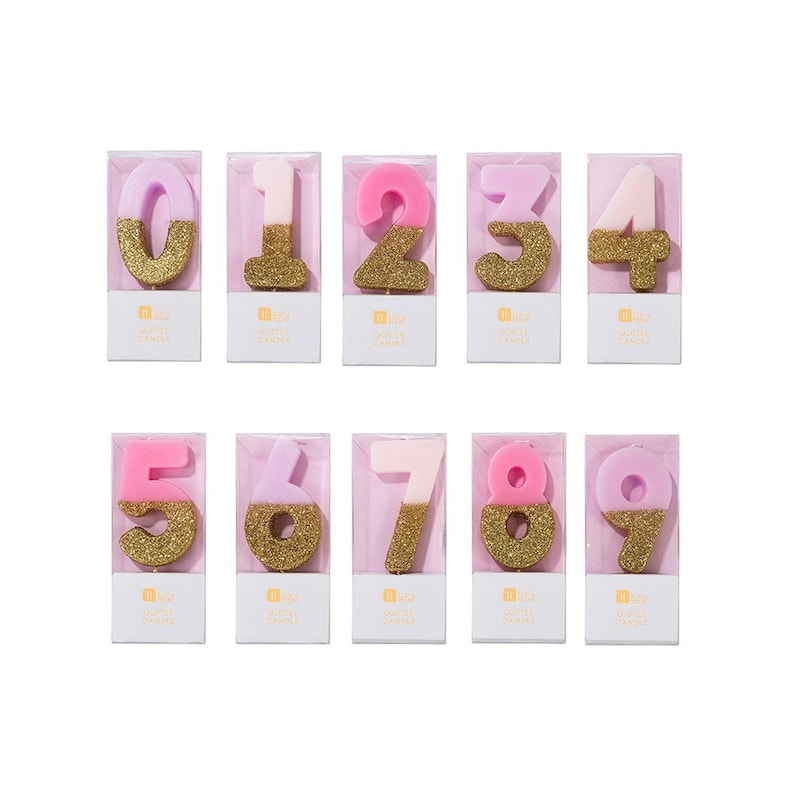 Pink Number Candle - 0 - 9 - Glittery Birthday Candle Pink Candle ...