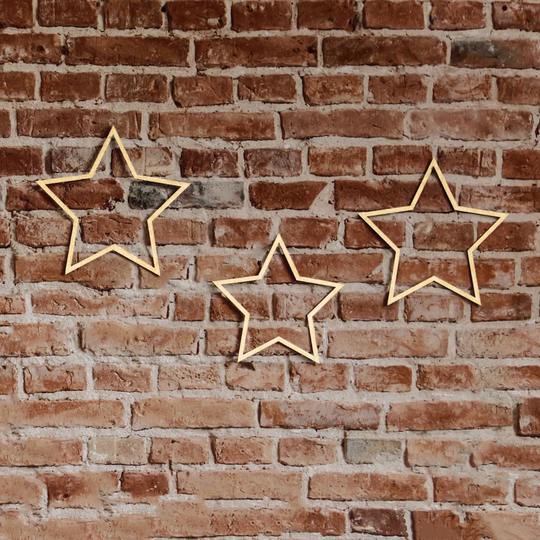 Wooden Gold Glitter Star Hanging Decorations 3 Pack Star Decorations ...
