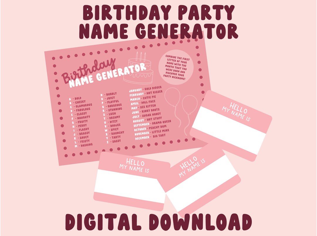 Downloadable Birthday Party Name Game - Adult Birthday Games Funny ...