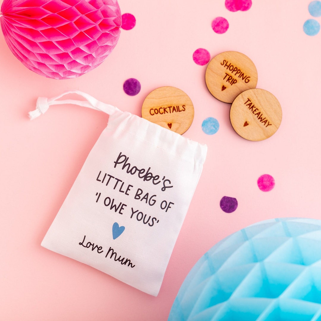 I Owe You Tokens and Gift Bag - Personalized Gift Birthday Gift for ...