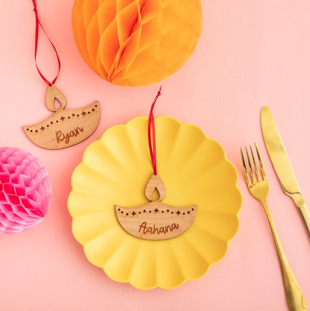 Personalised Diwali Wooden Diya Decoration - Diwali Hanging Decoration ...