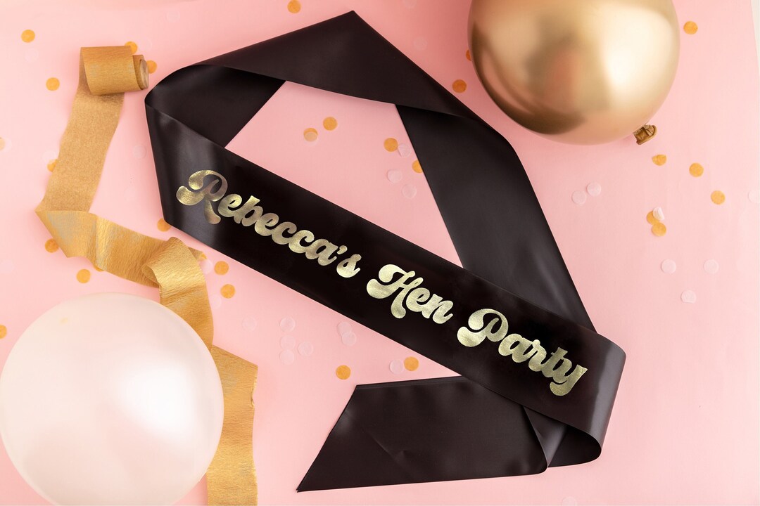 Personalised Hen Party Sash - Retro Font Black or White Bride to Be ...