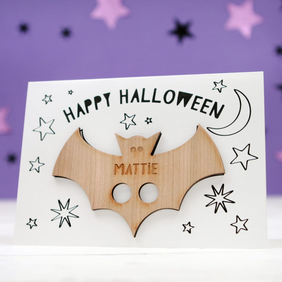 Personalised Halloween Bat Finger Puppet and Card - Colour in ...