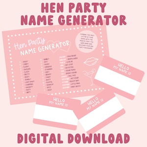 Downloadable Hen Party Name Game - Pink Hen Party Games Funny Games Ice ...
