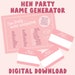 Downloadable Hen Party Name Game Pink Hen Party Games Funny Games Ice ...