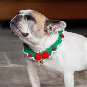 Crocheted Christmas Pet Collar - Festive Cat Dog Outfit Christmas ...