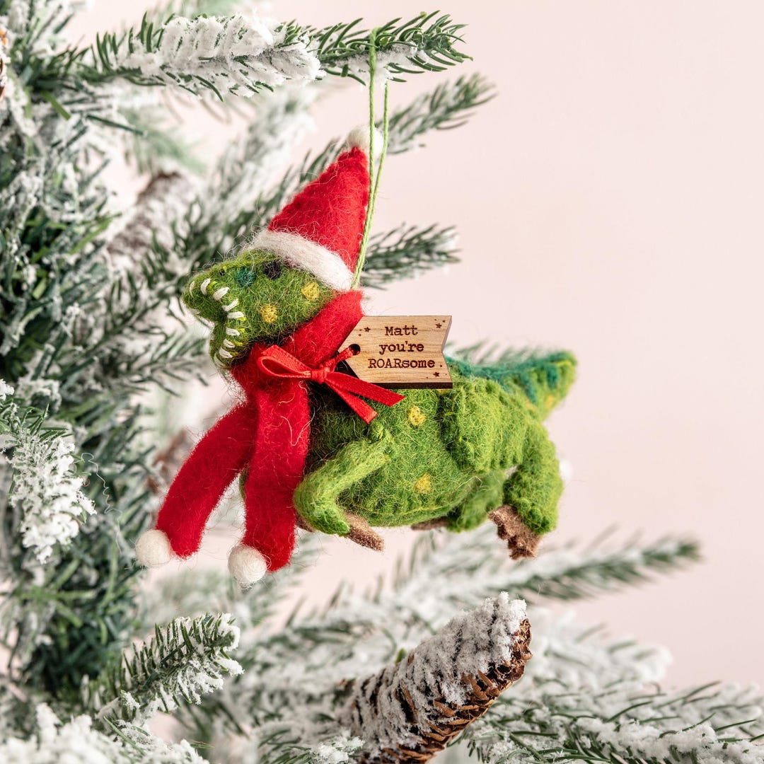 Felt Tryceratops Dinosaur Christmas Decoration - Personalised Christmas ...