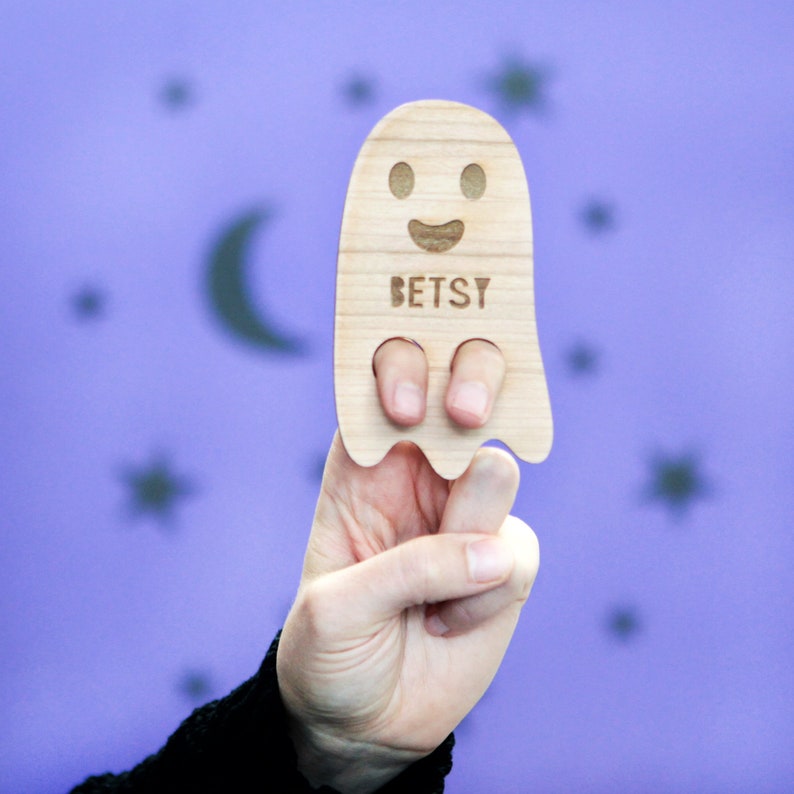 Personalised Halloween Ghost Finger Puppet and Card Colour - Etsy