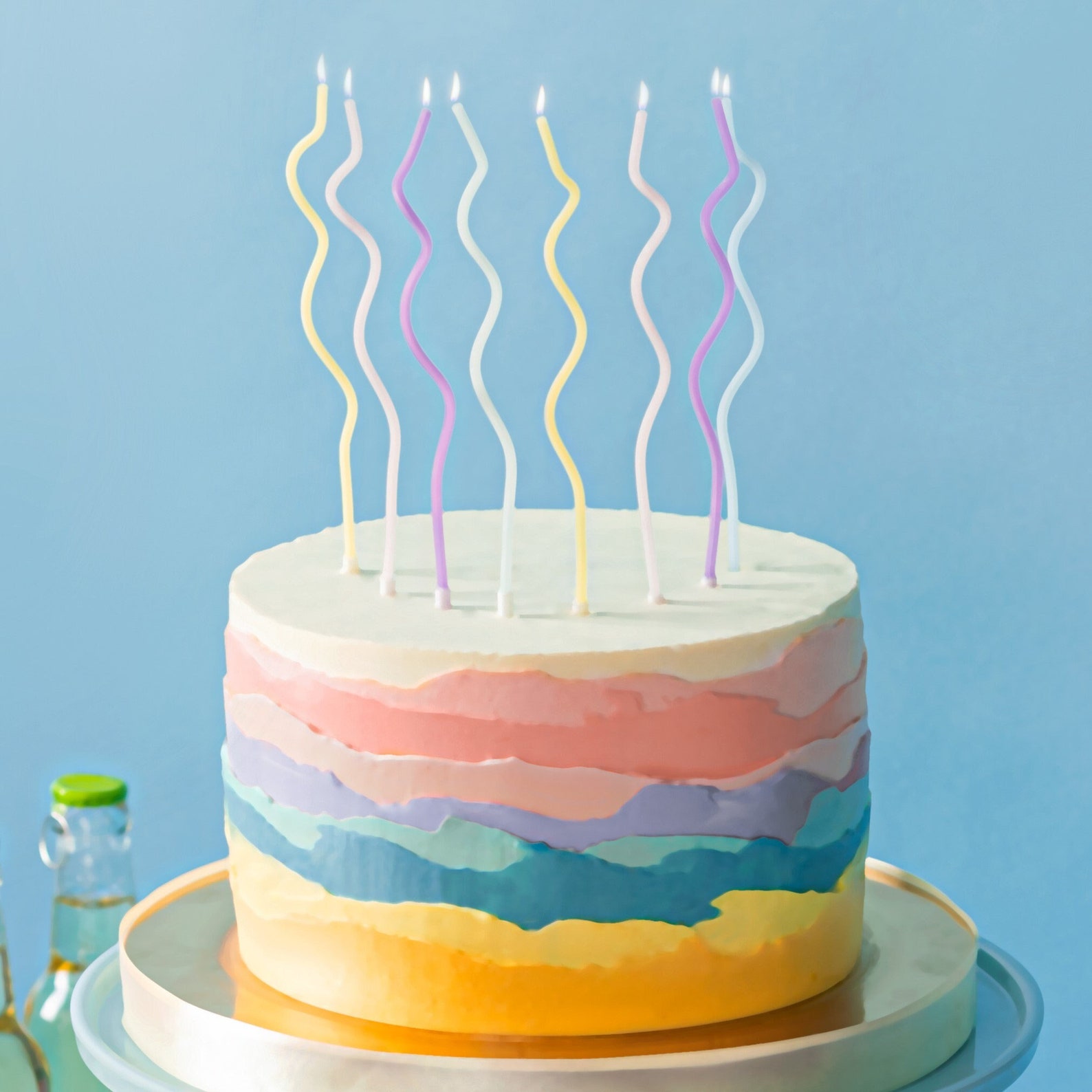 Tall Pastel Curly Candles - 8 Pack - Swirly Birthday Candles Cake ...